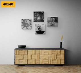 Set obrazů v černobílém stylu Feng Shui Varianta: 4x 40x40