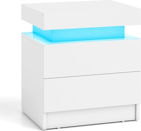 Costway Noční stolek s LED světly noční komoda s 2 zásuvkami