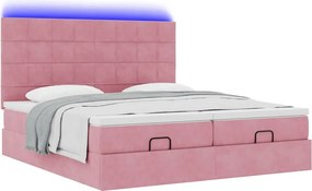 Osmanský rám postele s matrací růžová 200x200cm samet 3314632