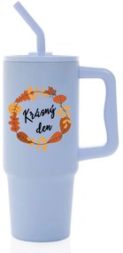KRÁSNÝ DEN (PODZIM) - světle modrý cestovní termohrnek 900 ml