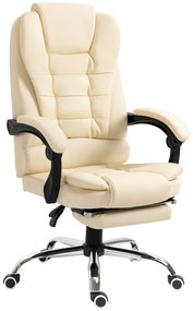 Kancelářská židle HOMCOM s podnožkou, výškově nastavitelná kancelářská židle s funkcí náklonu a područkami, koženka, ergonomická | Aosom.de