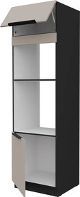 ARIA cb | vysoká skříňka 60 DPM-210 2F na vestavnou troubu a mikrovlnku | 60 cm | ANTI FINGERPRINT povrch | černá/béžová