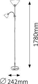 Brilagi - Stojací lampa CERIA 1xE27/100W/230V + 1xE14/25W matný chrom/šedá