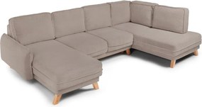Taupe manšestrová rozkládací/s úložným prostorem rohová pohovka (pravý roh/do "U") Tori – Bonami Selection