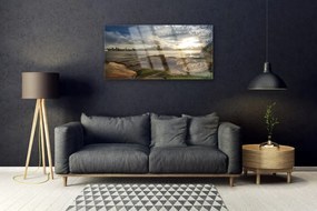 Obraz na skle Moře Město Krajina 120x60 cm