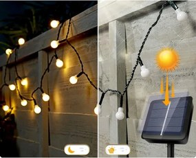 LED Solární dekorační řetěz 50xLED/8 funkcí 500 mAh 9,5 m IP67 teplá bílá