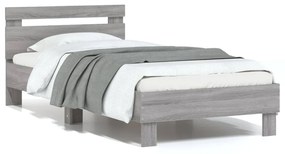 Rám postele s čelem šedý sonoma 90 x 200 cm kompozitní dřevo - Default Title