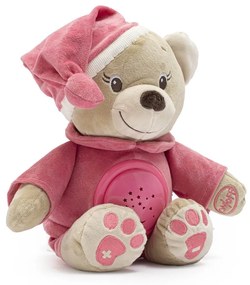 BABY MIX Plyšový usínáček medvídek s projektorem Baby Mix růžový
