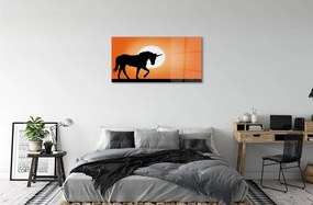 Obraz na skle Sunset Unicorn 125x50 cm