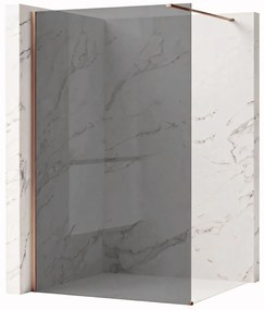 Bezrámová sprchová zástěna REA FLEXI BRUSH COPPER 130 cm, měď kartáčovaná/šedá kouřová - bez vaničky