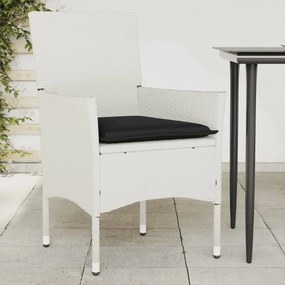 Zahradní židle s poduškami 2 ks bílé polyratan - Default Title
