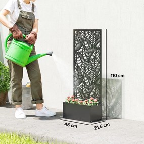Outsunny kovový vyvýšený truhlík s mřížkou — vyvýšený záhon se soukromou zástěnou, listový vzor, pro popínavé rostliny, zeleninu a květiny, 45 × 21,5…