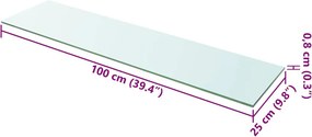 Policové desky 2 ks sklo čiré 100 x 25 cm 3051585
