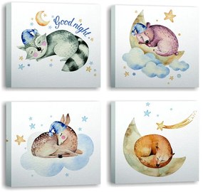 Obrazy v sadě 4 ks 30x30 cm Good Night – Wallity
