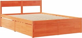 Postel bez matrace voskově hnědá 140 x 190 cm masivní borovice 3282356