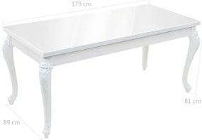 vidaXL Marketos Jídelní stůl 179 x 89 x 81 cm vysoký lesk bílý