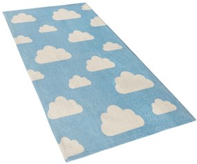 Dětský koberec s potiskem mraků, 60 x 90 cm, Modrý, GWALIJAR Beliani
