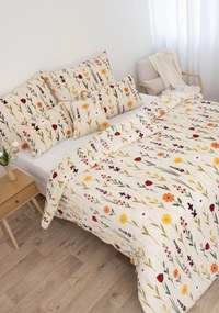 MK Lůžkoviny Mikroplyšové povlečení Exclusive – Rozkvetlá louka přírodní 140 × 200 cm, 70 x 90 cm