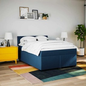 Box spring postel s matrací modrá 140x190 cm textil 3288196