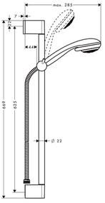 Hansgrohe Crometta 85, sprchová sada Vario se sprchovou tyčí 65 cm, chromová, HAN-27763000