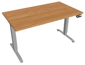 Elektr. nastavitelný stůl 140x80 s pamětí - HOBIS MOTION MS 2M 1400 Dekor stolové desky: olše, Barva kovové podnože: stříbrná