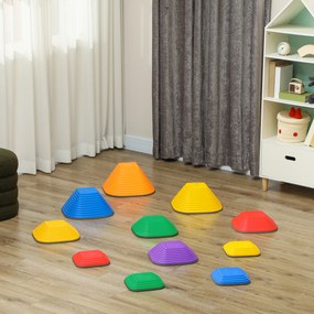 AIYAPLAY říční kameny, 11 ks balančních kamenů ve tvaru čtverce, stohovatelné a neklouzavé stohovací kameny, unesou zátěž až 80 kg, pro děti od 3 do …