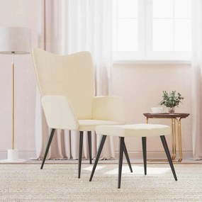 Relaxační židle se stoličkou krémová textil 327954