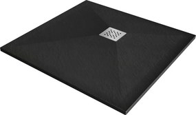 Mexen Stone+ čtvercová kompozitová sprchová vanička 100 x 100 cm, černá - 44701010