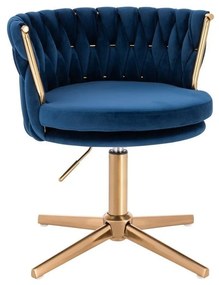 LuxuryForm DESIGN Otočná židle LYON VELUR na zlatém kříži - modrá