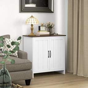 HOMCOM Moderní Kuchyňská Kredence, Mobilní s 2 Dveřmi a Nastavitelnou Policí z Dřeva pro Obývací Pokoj a Předsíň, 80x39,7x80cm, Bílá