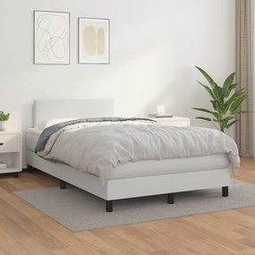 vidaXL Box spring postel s matrací 120x200 cm umělá kůže [3140996] Barva: Bílá