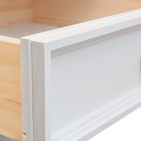 Massive home | Belluno Elegante velký bílý televizní stolek z masivu s ořechovou deskou