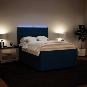 Box spring postel s matrací modrá 140 x 190 cm samet 3294644