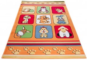 Dětský kusový koberec KINDER H059B Zvířátka oranžový Rozměr: 200x290 cm