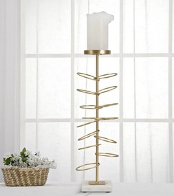 Kovový svícen Rings 46 cm zlatý/mramor