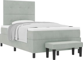 Postel s boxspringem s čelo Světle šedá 200 x 120 cm samet 3344504