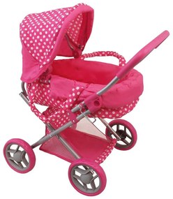 Hluboký kočárek pro panenky Baby Mix puntíkovaný růžový Barva: Růžová