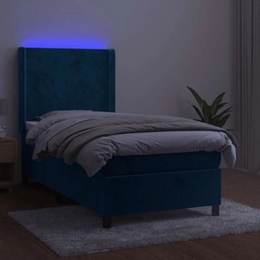 Box spring postel s matrací a LED tmavě modrá 80 x 200 cm samet 3139413