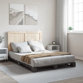 Rám postele s čelem šedý 140 x 200 cm masivní borové dřevo 3281546