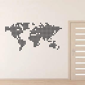 Mapa světa čtverečky - vinylová samolepka na zeď 85x42cm