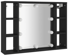Petromila Zrcadlová skříňka s LED černá 76 x 15 x 55 cm