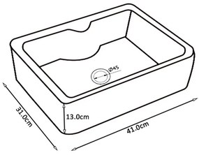 BPS-koupelny Keramické umyvadlo na desku HYD-EE-WH-410 41x31 cm, bílé