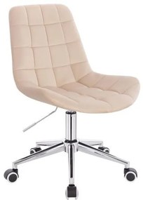 LuxuryForm DESIGN Otočná židle PARIS VELUR na stříbrné podstavě s kolečky - krémová