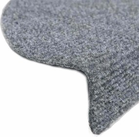 Schodové rohože samolepicí 15 ks 56 x 17 x 3 cm světle šedé půlkulaté 132693