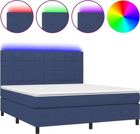 Box spring postel s matrací a LED modrá 160x200 cm textil 3134891
