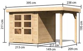 Dřevěný zahradní domek ASKOLA 2 s přístavkem 150 Lanitplast Šedá