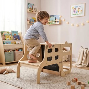 Montessori učící věž 3v1 s tabulí MONTI - přírodní