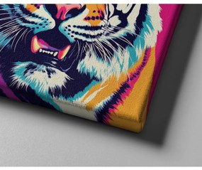 Obraz na plátně - Barevný Tygr Pop Art FeelHappy.cz Velikost obrazu: 80 x 80 cm