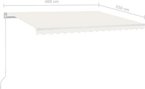 Ručně zatahovací markýza 400 x 350 cm krémová 3068977