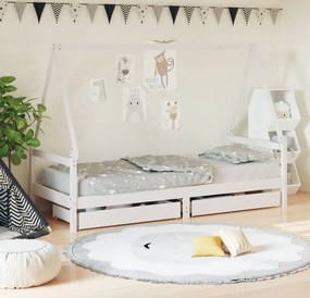 vidaXL Dětská postel se zásuvkami 80x200 cm masivní borové dřevo [834466] Barva: Bílá